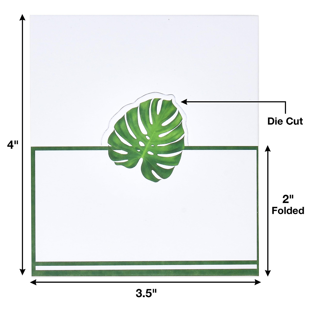 Gift Boutique 100 Pack Palm Leaf Place Cards Floral Green Leaves Seating Name Card Wedding Party Table Setting Tropical Folded Greenery Tent Cards