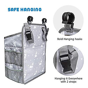 Selbor Baby Nursery Organizer and Diaper Caddy, Hanging Diaper Stacker Storage for Changing Table, Crib, Playard Wall - Baby Shower Gifts for Newborn Boys Girls (Star Elephant, Bottle Cooler Included)