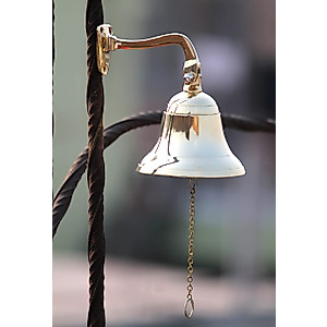 Handcrafted Trading Co Wall Mountable Nautical Brass Bell 4" Gold - Solid Brass Wall Hanging Ship Bell