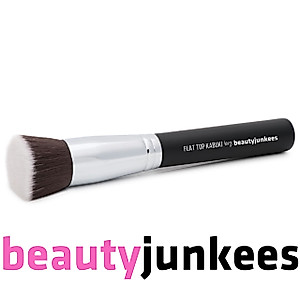 Flat Top Kabuki Foundation Brush - Beauty Junkees Large Dense Synthetic Face Makeup Brushes for Liquid, Cream, Powder Make Up, Buffing, Blending, Stippling Applicator, Brocha Para Base de Maquillaje