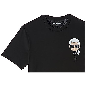 Karl Lagerfeld Paris mens Classic Karl Character Short Sleeve Crew Neck T-shirt T Shirt, Black, Medium US