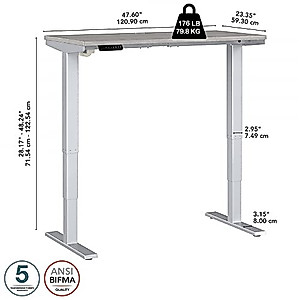 Bush Business Furniture Move 40 Series Height Adjustable Desk, 48W x 24D, Platinum Gray