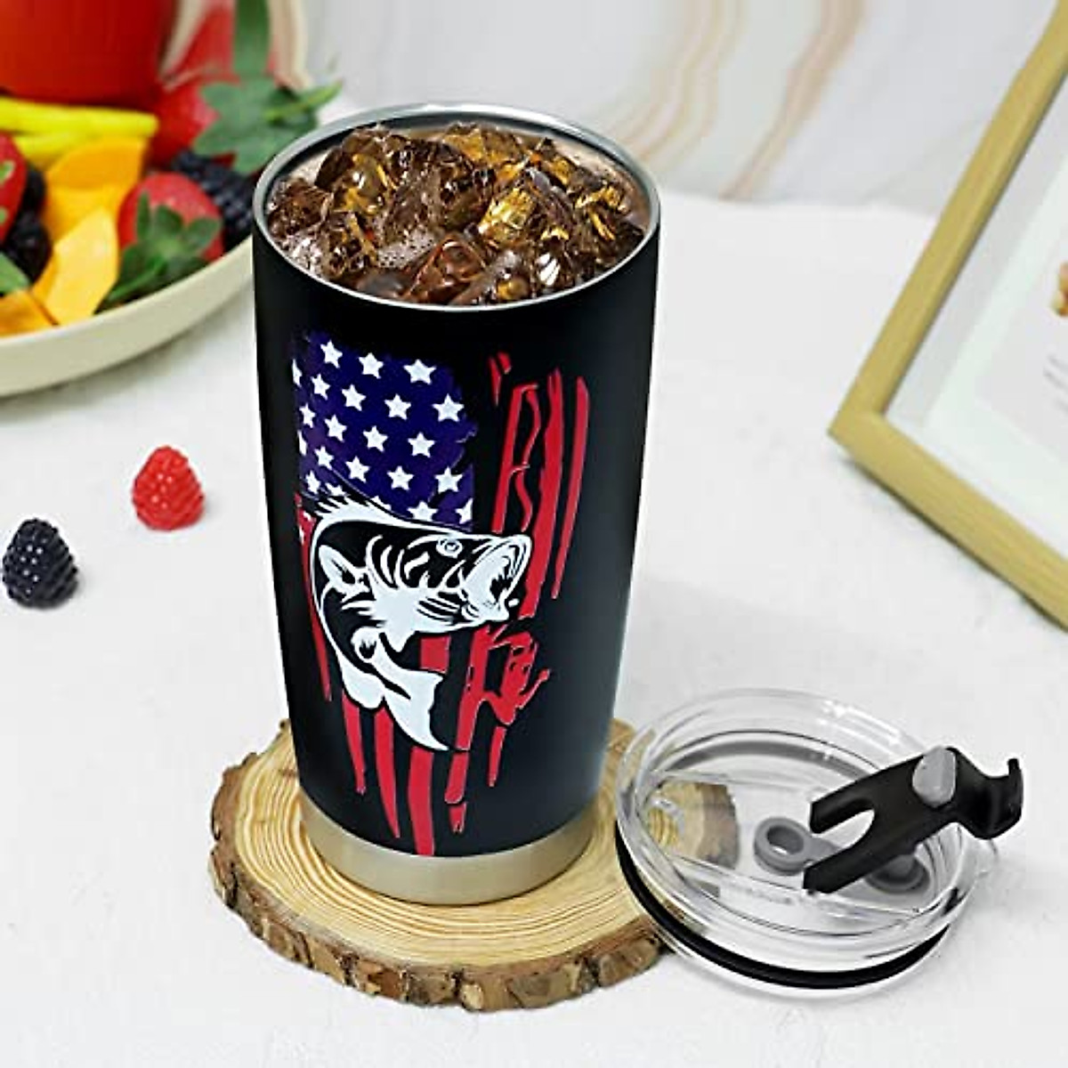 Fishing Gifts For Men - 20oz Fishing Tumbler Gifts for Fishermen - Birthday Gifts for Dad from Daughter - Cool Christmas Gifts For Husband - I Would Rather Be Fishing Tumbler with Lid, 1 Piece