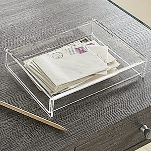 Huang Acrylic Clear Acrylic Catch All Box with Hinge Lid | 7.25"x9" Large Multipurpose Storage Box for Keepsakes, Jewelry, Trinkets