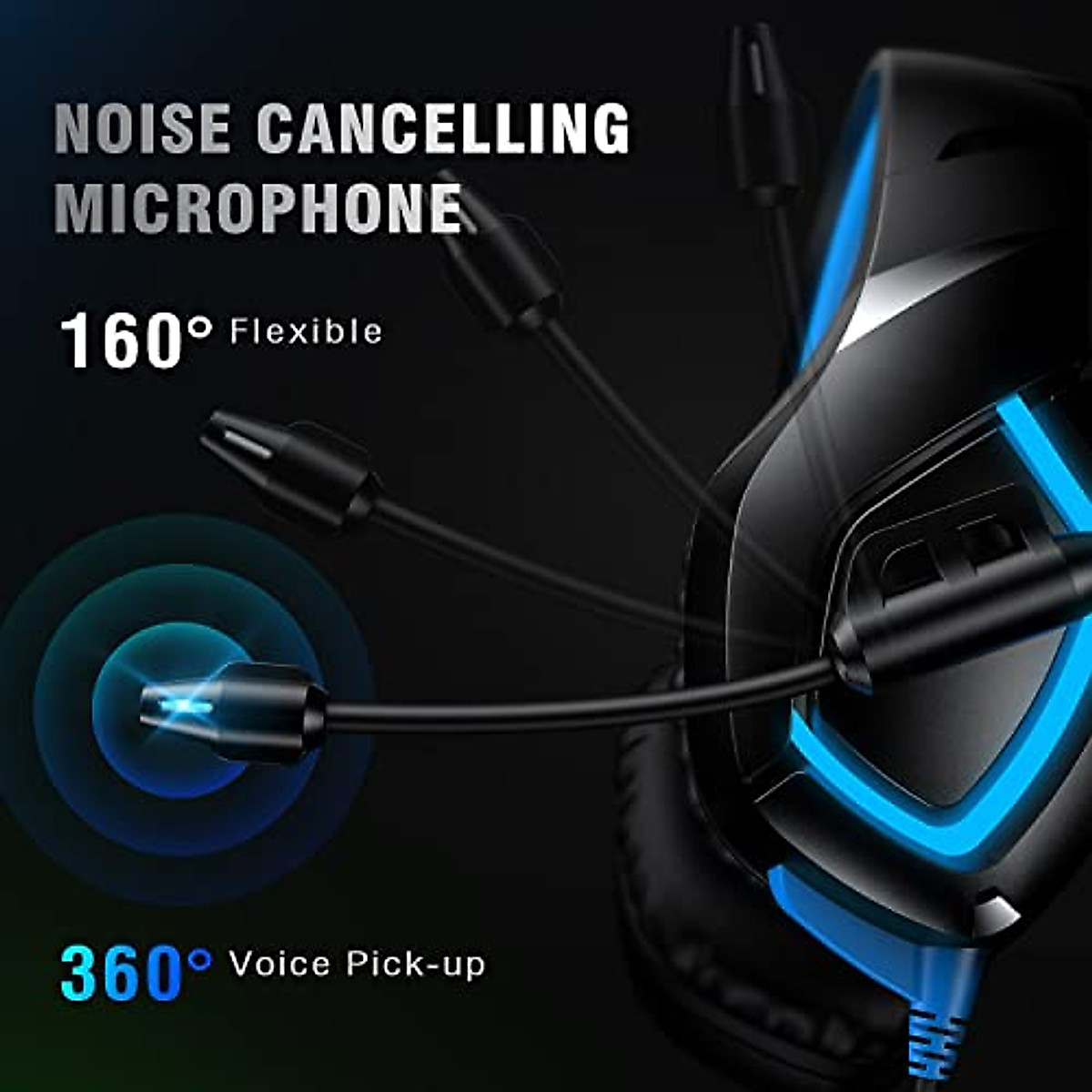 Gaming Headset PS4 Headset with 7.1 Surround Sound, Xbox One Headset with Noise Canceling Mic & RGB LED Light, PC Gaming Headset Over Ear Headphones Compatible for Nintendo Switch, Laptop, Mac