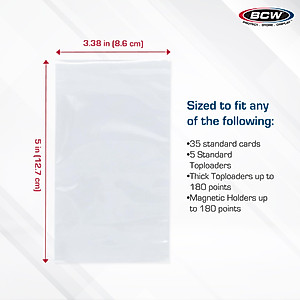 BCW Resealable Team Set Bags - 200 ct | Archival Quality Polypropylene | Holds 35 Standard Cards | Toploader and Magnetic Holder Compatible | Acid-Free Sealing Solution for Trading Card Collections