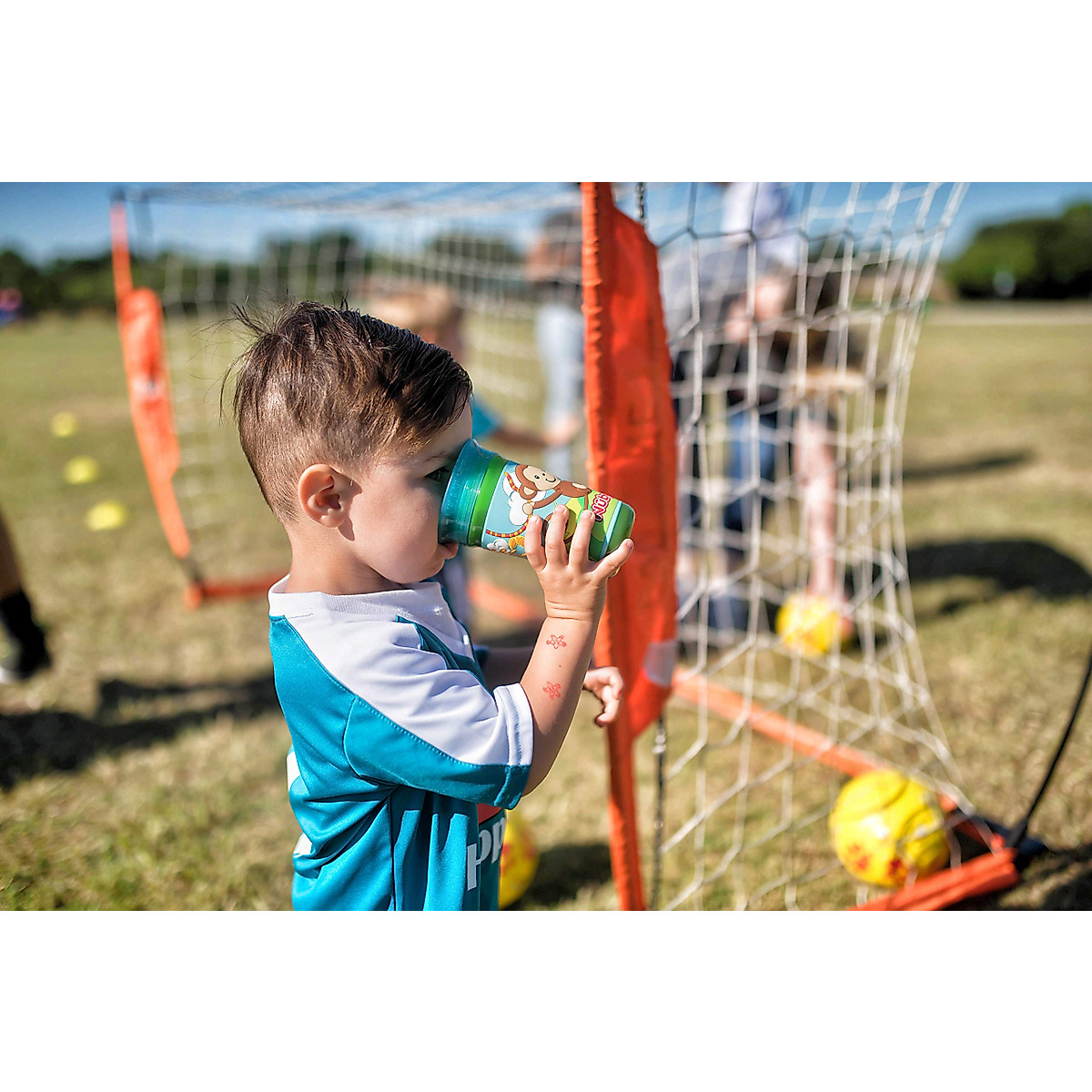 Nuby 360 Degree Easy Sip 3D Grip Wonder Cup with Printed Silicone Sleeve, 10 Oz, Monkey