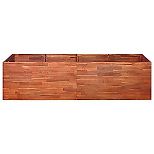 vidaXL Acacia Wood Garden Raised Bed Outdoor Patio Backyard Balcony Flower Box Pot Planter Planter Growing Container 78.7"x19.7"x19.7"