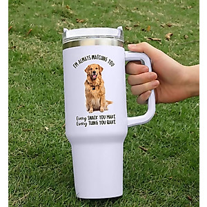 EchoMaven Golden Retriever 40oz Tumbler - Christmas and Birthday Gift for Dog Lovers, Mom, Dad, and Owners - White
