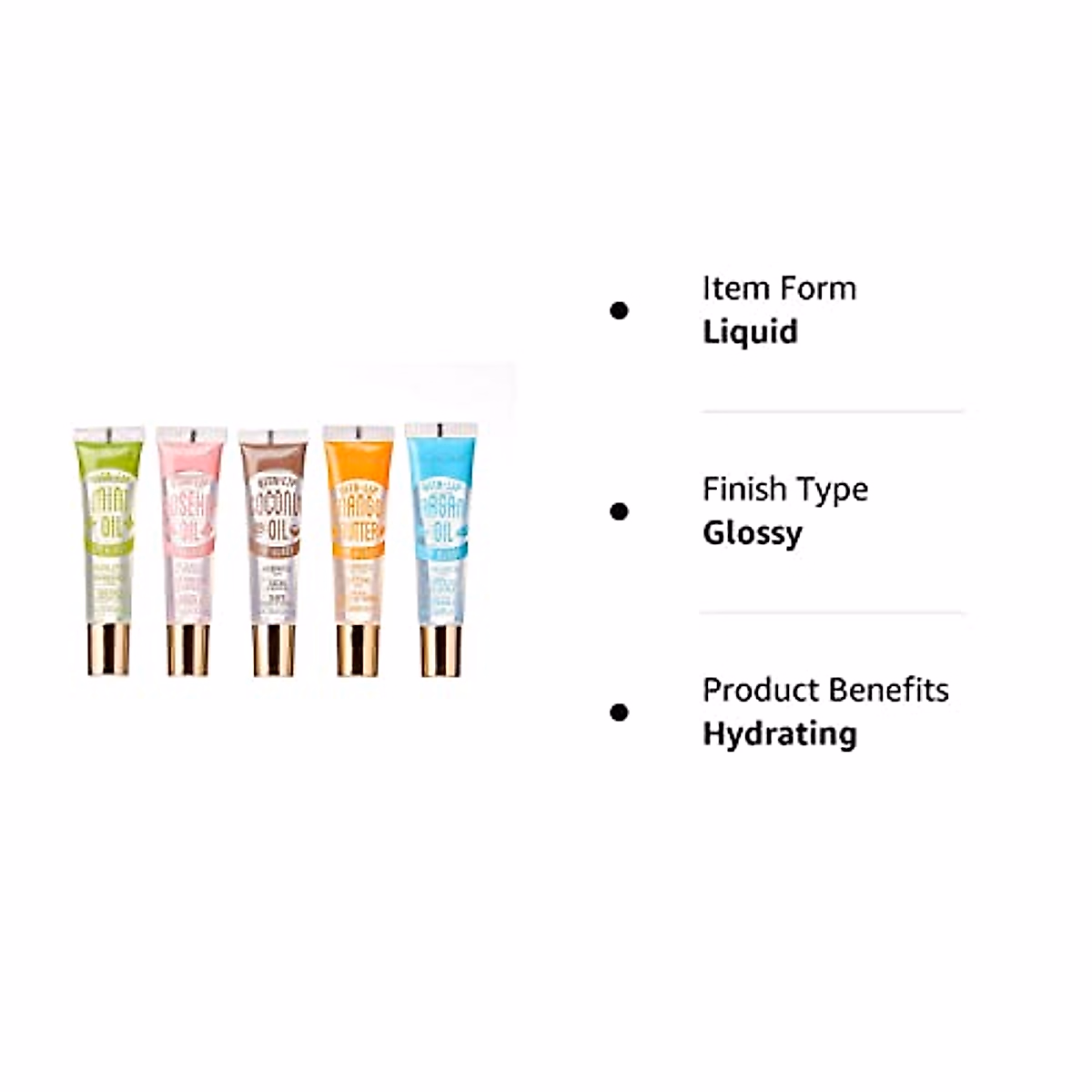 Broadway Vita-Lip Clear Lip Gloss 0.47oz/14ml (5PCS Mint & Coconut & Rosehip & Mango Butter & Argan Oil) (5 PCS SET)