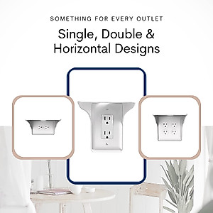 Storage Theory Power Perch Socket Outlet Shelf - Smart Home Essentials Organizer for Bathroom, Apartment, Dorm Room - Wall Shelves for Toothbrush, Echo, Speakers, Cell Phone Holder - White - 1pk