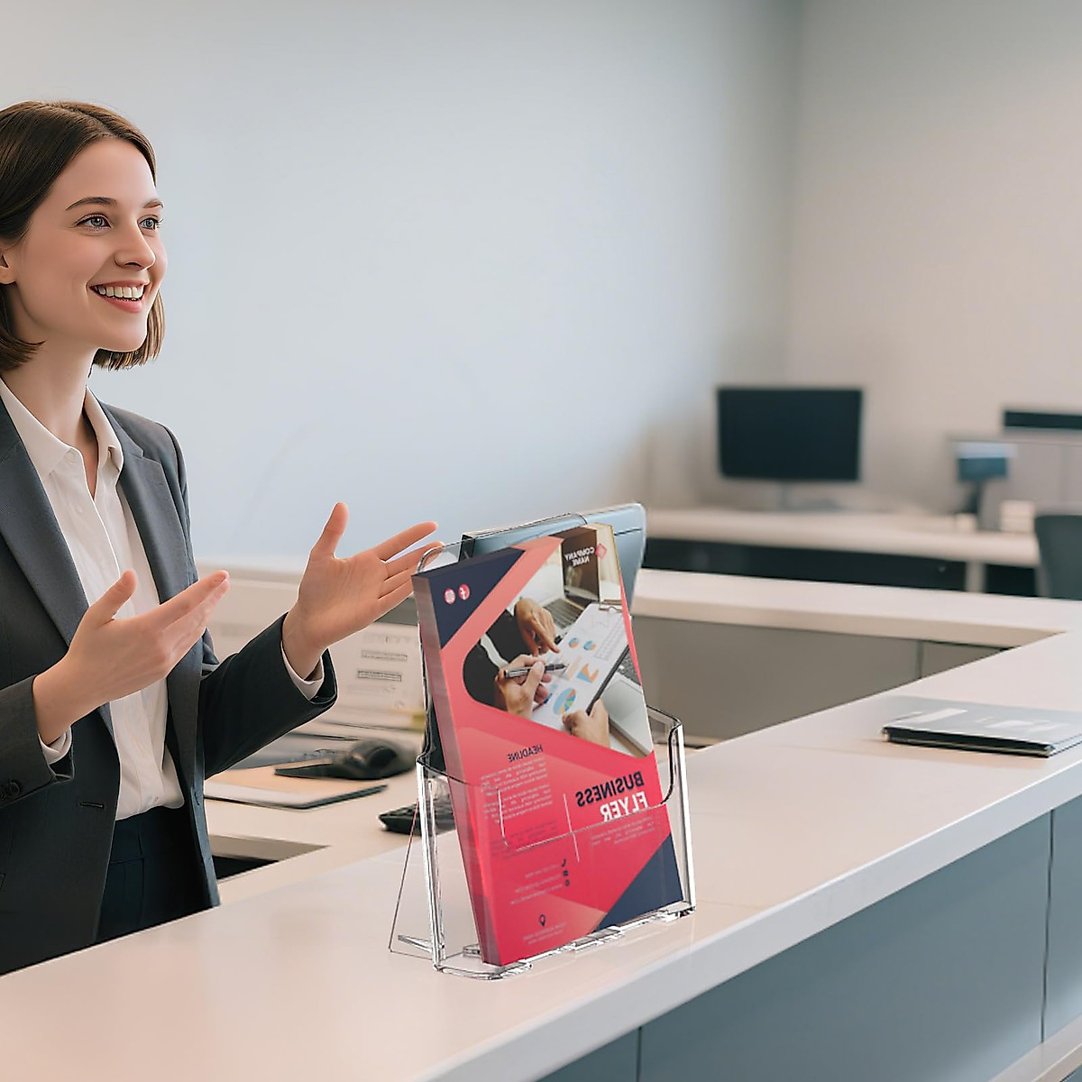 KTRIO Acrylic Brochure Holder 8.5 x 11 inches Plastic Acrylic Literature Holders Clear Flyer Holder Rack Card Holder, Magazine, Pamphlet, Booklet Display Stand Trifold Holder Desk or Wall Mount 2 Pack