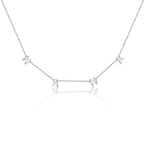 MILACOLATO Mama Necklace 925 Sterling Silver Mother Necklace 14K White Gold Plated Mom Necklaces Mother's Day Gifts for Mom New Mum Grandma Women Wife