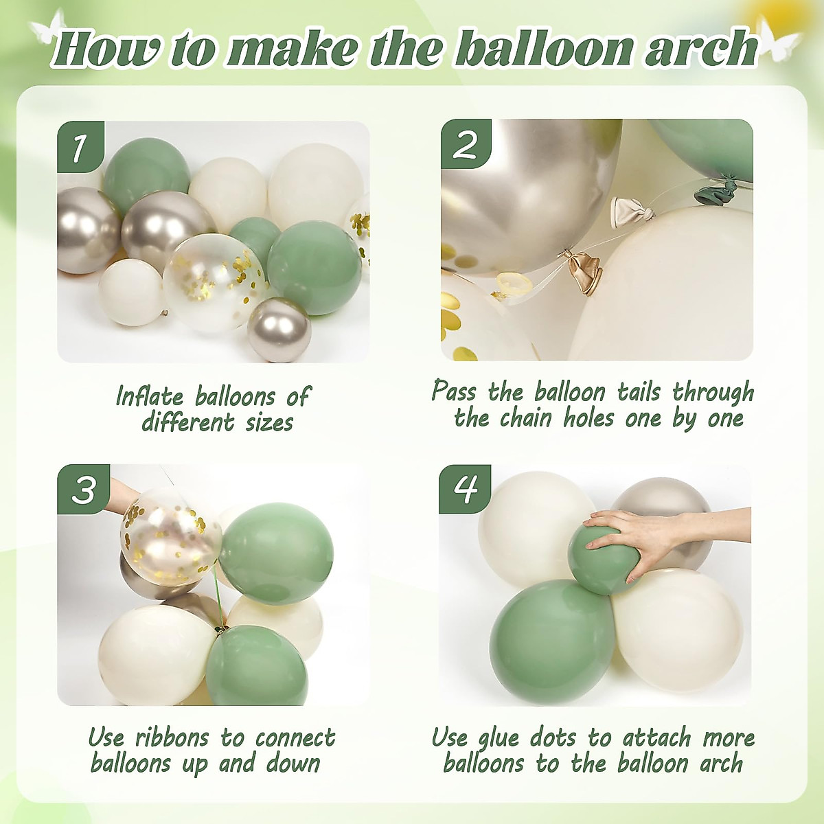 Sage Green Birthday Party Decorations with Happy Birthday Banner Green Fringe Curtain Butterfly Decorations Foil Balloons Happy Birthday Decorations for Women Adults