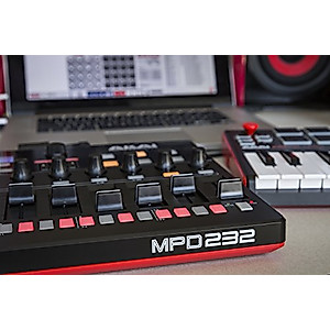 Akai Professional MPD232 | MIDI Drum Pad Controller with Software Download Package (16 pads / 8 knobs / 8 buttons / 8 faders)