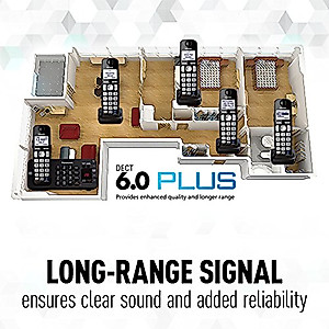 Panasonic KX-TGE243B DECT 6.0 Expandable Digital Cordless Answering System, 3 Handsets,Black