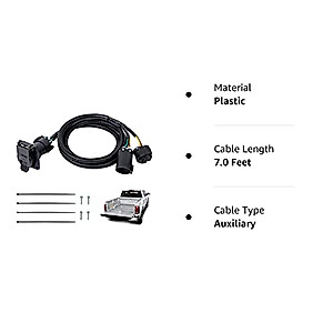 Wztepeng 56070 Truck Bed 7-Foot 7-Pin Trailer Wiring Harness Extension with Connector Compatible with Silverado 1500 2500 3500, Dodge Ram, Ford F-150, F-250, F-350, GMC Sierra, Toyota Tundra, RAM