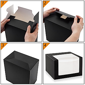 Black Gift Boxes with Window Display Box for Hat, Hat Storage Containter for Baseball Caps, Dad Hat, Billed Cap, Snapbacks & Trucker Cap, Paper Fold Box Packing Box 7.8" x 7.8" x 4.8", 10 Pack