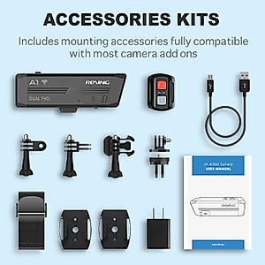 RexingUSA A1 Two-Way Action Camera 1080p@30fps, Wi-Fi Connectivity, Broad View, Wrist Remote Control, IMX307 Sensor, Water-Resistant, Extreme Sports Camcorder for Motorcycles, Bicycles, Hiking, Cars