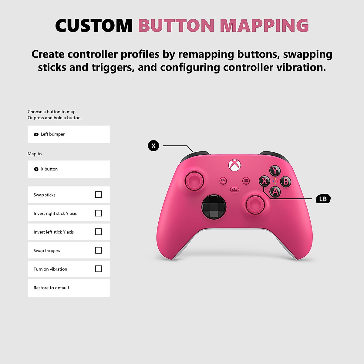 Xbox Core Wireless Controller – Deep Pink (Renewed Premium)