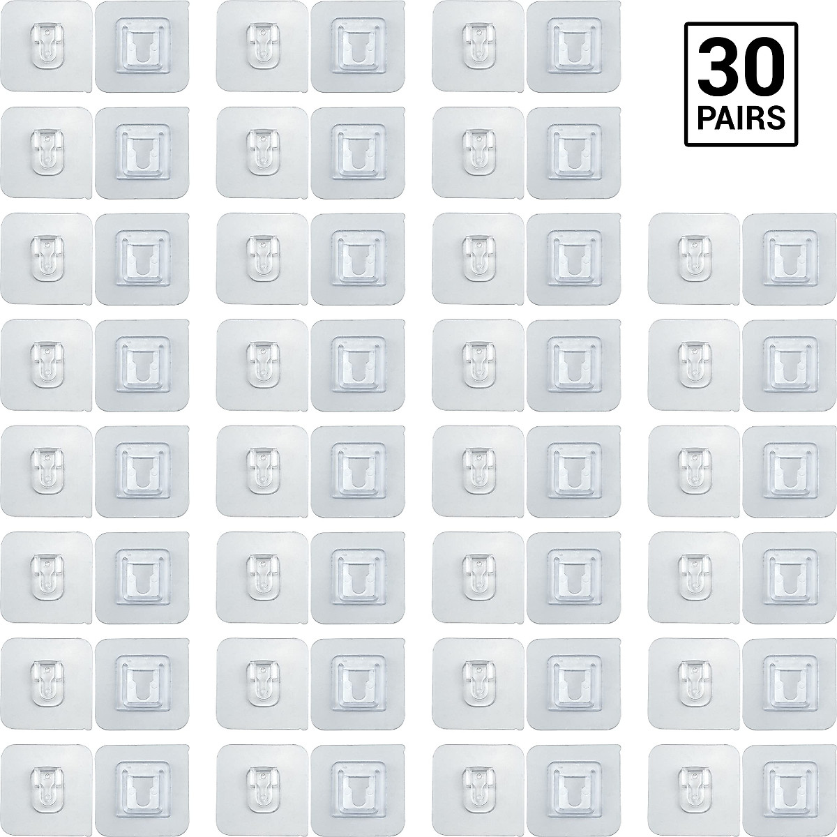 IFAMIO 30 Pack Double Sided Adhesive Wall Hooks Self-Adhesive Nail Free No Damage Multi-Purpose Hooks Clear Picture Hanging Sticky Wall Hooks for Bathroom Kitchen Office Hanging