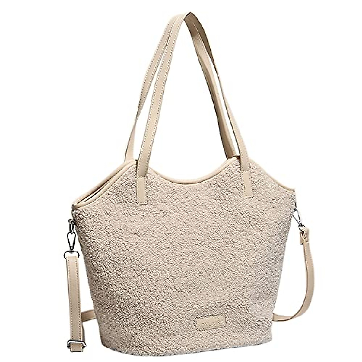 Large Fleece Sherpa Purse Teddy Plush Fluffy Furry Fuzzy Tote Bag Faux Fur Handbags for Women Ladies Crossbody Shoulder