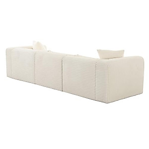 Tov Furniture Tarra Fluffy Oversized Cream Corduroy Modular Sofa