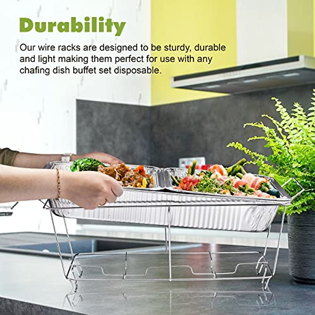 MAXYGIFT Chafing Wire Rack Buffet Stand - 6 Pack Full Size Racks For Dish Serving Trays Food Warmer catering supplies for Parties, Occasions, or Events