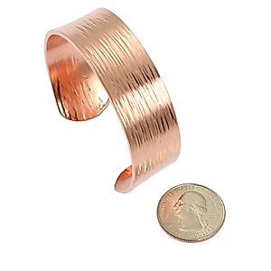 John S. Brana Chased Copper Cuff Bracelet Handmade Jewelry - 100% Solid Uncoated Copper (6.5 Inches)