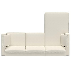 SIMPLIHOME Charlie Left-Facing Sectional Sofa in 100% Recycled Polyester Tightly Woven Performance Fabric, Cream, 122-inches Wide, Handcrafted Contemporary Style L-Shaped Couch with Chaise