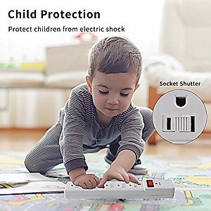 Firmyuan Power Strip 6-Outlet Surge Protector, 10ft, White