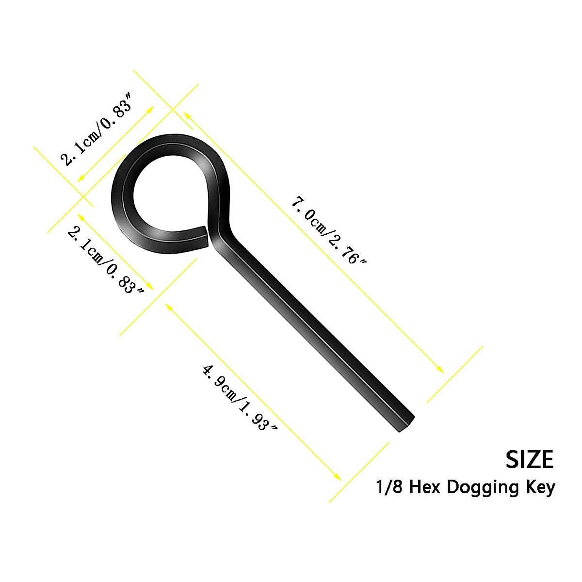 WOODGUILIN 1/8” Standard Hex Dogging Key with Full Loop, Key-Ring Style Dogging Key Set 1/8 Allen Wrench Key for Push Bar Door Panic Bars, Security Door Exit Devices,Solid Metal（10 Pack,1/8 black）