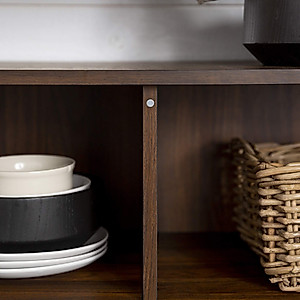 Walker Edison Tall Wood Universal TV Stand with Open Storage For TV's up to 58" Flat Screen Living Room Storage Entertainment Center, 52 Inch, White Oak