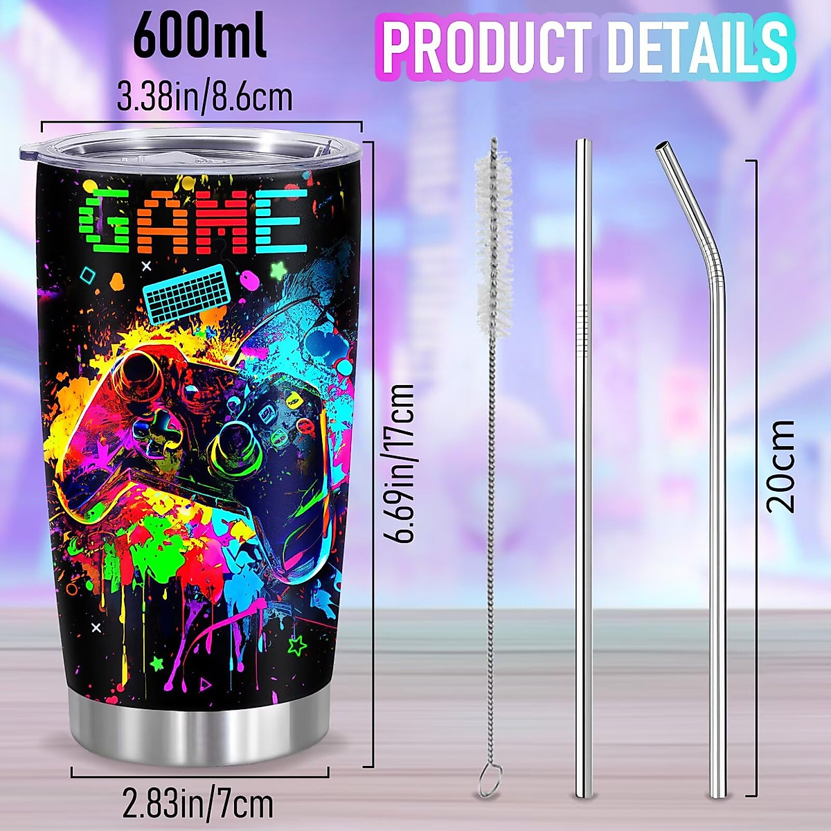 Gamer Gifts, Gifts for Gamers, Cool Gamer Present for Men Teenage Teen Boys Boyfriend, Gaming Mugs Stuff, Video Games Party Favors, The Game Men Boy Birthday Room Decor Stainless Steel Tumbler 20oz