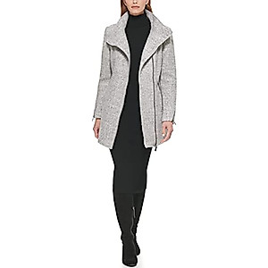 Calvin Klein Women's Asymmetrical Wool Jacket, Light Grey, X-Large