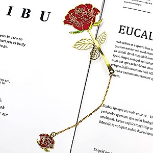 DLAND 5 Pack Metal Chain Bookmarks, Gold and Color Cutout Botanical Bookmarks for Book Lovers, Writers, Readers, Kids, Teens, Adults, Women Men