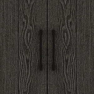 Galano 16 Pair Lucca 2 Door Shoe Storage Cabinet with Open Shelf and Doors – Shoe Rack - Shoe Storage Entryway – Shoe Organizer for Home and Office - Dark Grey Oak