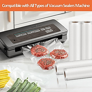 Anybear Vacuum Sealer Bags Rolls, 3 Pack 11''x16' & 3 Pack 8''x16' Commercial Food Storage Bags for Custom Fit with BPA Free and Heavy Duty, Use for Storing Raw and Cooked Foods Meal Prep or Sous Vide