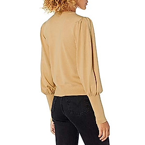 The Drop Women's Vivienne Pleated Shoulder Balloon-Sleeve Crewneck Sweater, Curds & Whey, XXS