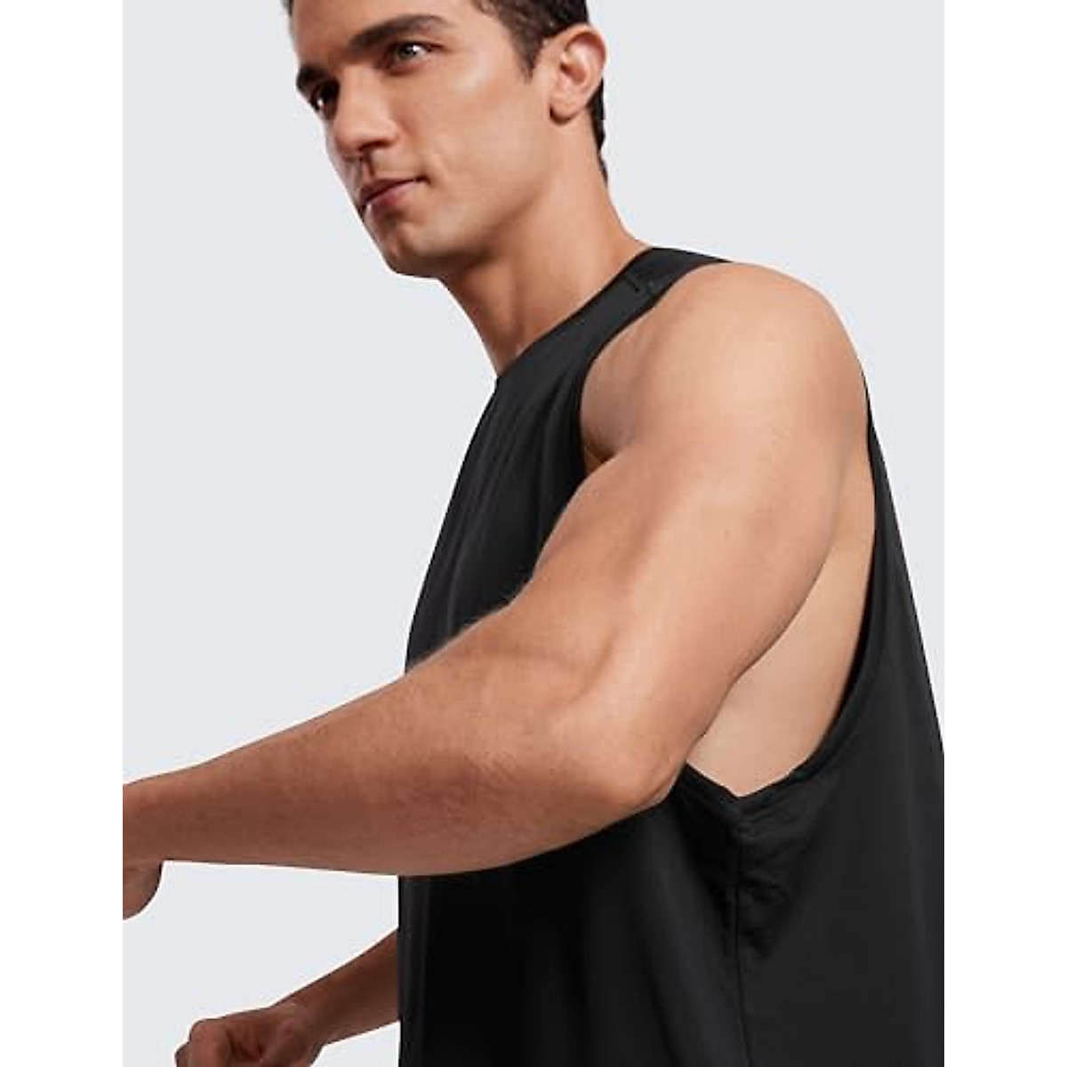 CRZ YOGA Mens Lightweight Muscle Workout Tank Tops Quick Dry Large Armhole Sleeveless Running Athletic Shirts Top Black Large