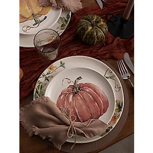 Bico Pumpkin Feast 11 inch Dinner Plates, Set of 4, for Pasta, Salad, Maincourse, Microwave & Dishwasher Safe