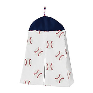 Sweet Jojo Designs Red, White and Blue Baseball Patch Sports Baby Boy Crib Bedding Set - 11 Pieces - Grey Patchwork Stripe