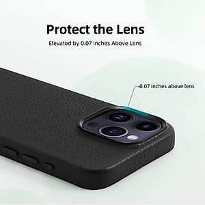 Zoof Genuine Leather Case for iPhone 15 Pro Max (6.7 inch) Top Litchi Grain Leather Magnetic Phone Case- Compatible with Magsafe - Red