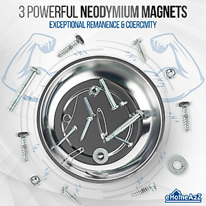 EHOMEA2Z Magnetic Bowl For Screws 3pc,Magnetic Bowls For Holding Nuts and Bolts, Small Parts,Pins,Tools,Plate,Dish,Set,Tray,Round (Set of 3)