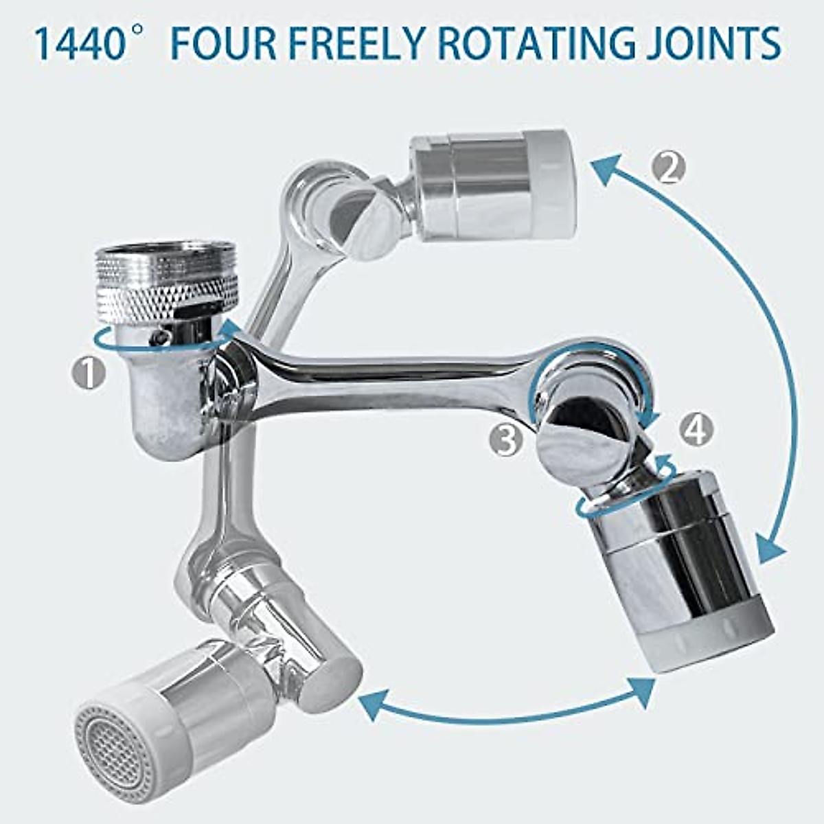 Lifeadhoc Faucet Extender Aerator, 1440° Universal Swivel Robotic Arm Sink Faucet Extension Aerator & Sprayer Attachment for Kitchen, Bathroom, Laundry with 2 Water Outlet Modes