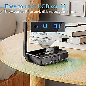 Bluetooth Receiver Adapter - Bluetooth 5.3 Audio Receiver Wireless Music Adapter for Home Stereo/Car Stereo/AV Receiver/Headphone/Speaker, Optical RCA AUX 3.5mm Jack Aduio Adapter with Display