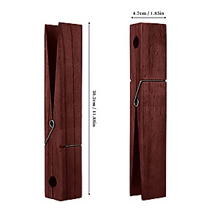 WEMUR 2 Wooden Clothespins, 12-Inch Giant Clothespin Towel Rack, Wooden Natural Giant Clothespins for DIY Crafts, Wedding and Bathroom Decoration (Dark) (WEMUR05)