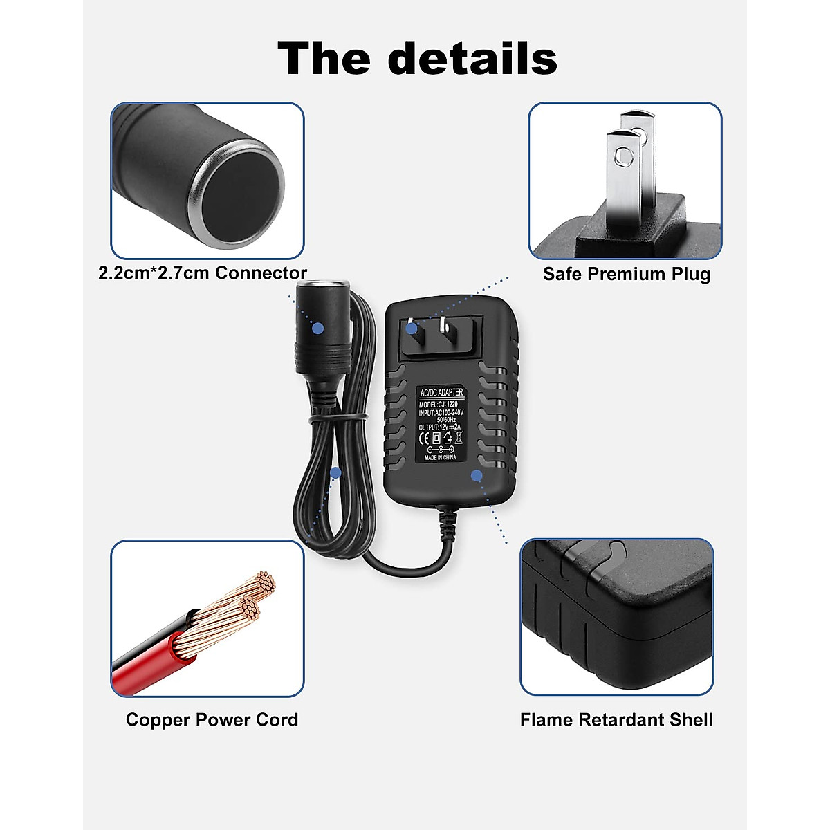 12V DC Power Supply 2A 24W 120V AC to DC Converter 12V Power Adapter with Car Cigarette Lighter Socket Adapter for Car MP3 MP4 Player Fan Dash Cam Shaver etc.