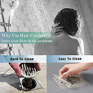 50 Pack, VIVIDLY Disposable Shower Drain Cover Hair Catcher Shower Drain Mesh Stickers, Bathroom, Laundry, Bathtub, Kitchen, Sink, Drain, for Human and pet Hair Catcher (Square 50 PCS)