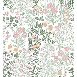 MelunMer Floral Wallpaper Peel and Stick Wallpaper Floral Contact Paper for Cabinets Nursery Wallpaper Botanical Self Adhesive Removable Wallpaper for Bedroom/Bathroom Wallpaper Waterproof 17.3"x78.7"